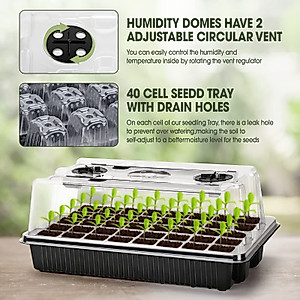 YLYYCC Seed Starter Tray with Grow Light,40 Cells Seed Starter Kit with Humidtiy Dome,Seedling Starter Trays for Seed Germination Kit, Seedling Starting,Propagation, Cloning Plants