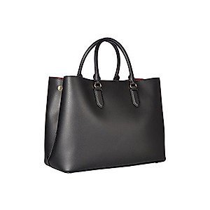 Lauren Ralph Lauren Dryden Marcy Leather Tote (Black/Red)