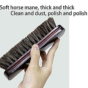 Long Bristle Horse Hair Leather Cleaning Brush, with Shoeshine Gloves Cleaner Leather Care Tools(Brown)…