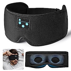 Sleep Headphones, Wireless Music Eye Mask,Ezona 3D Light Blocking Music Eye Mask Earbuds Cover with Adjustable Strap for Side Sleepers Insomnia Travel Yoga Nap Gifts for Men Women