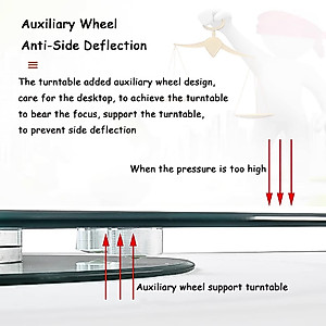 Transparent Glass Lazy Susan Turntable 0.31in Thick Rotating Serving Tray Round Tabletop Rotating Tray with Aluminum Alloy Auxiliary Wheel Bearing Not Easy to Dump Easy to Share Food (Size : 35in)
