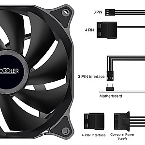 PCCOOLER 120mm Case Fans, DN120 120mm PC Fan 3 Pack Dark Night Series, High Performance Cooling PC Fan - Efficient Hydraulic Bearing - 1200 RPM Low Vibration, Computer Fans 120mm Fan for CPU Cooler