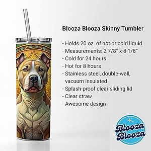 American Staffordshire Terrier Dog Art Nouveau Skinny Tumbler 20oz with Straw Insulated Water Bottle Gift