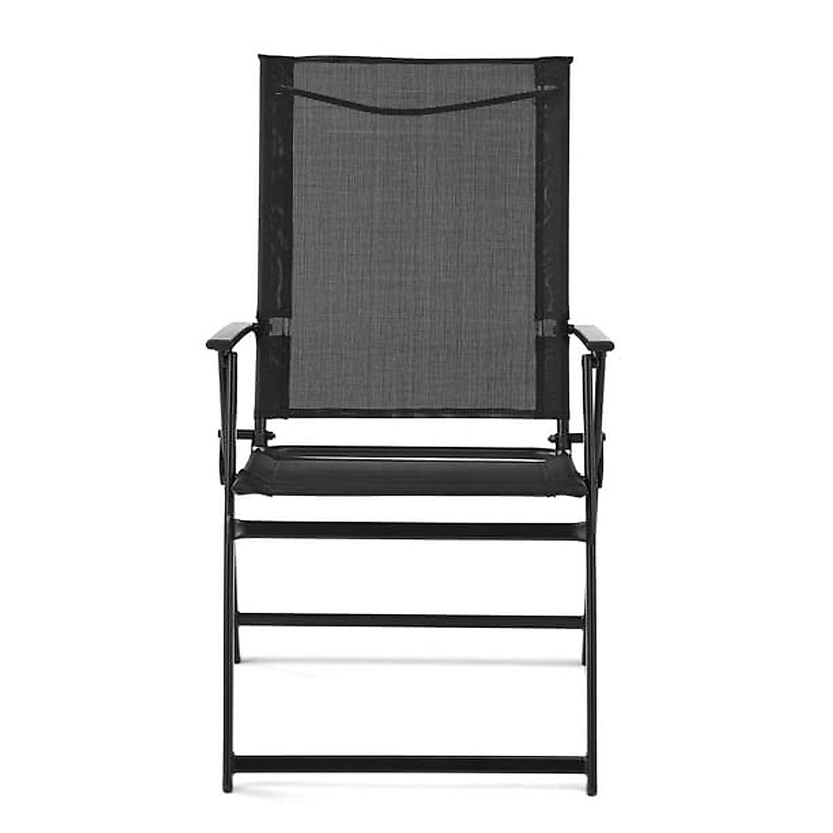 RAYTIK Square Set of 2 Outdoor Patio Steel Sling Folding Chair, Black