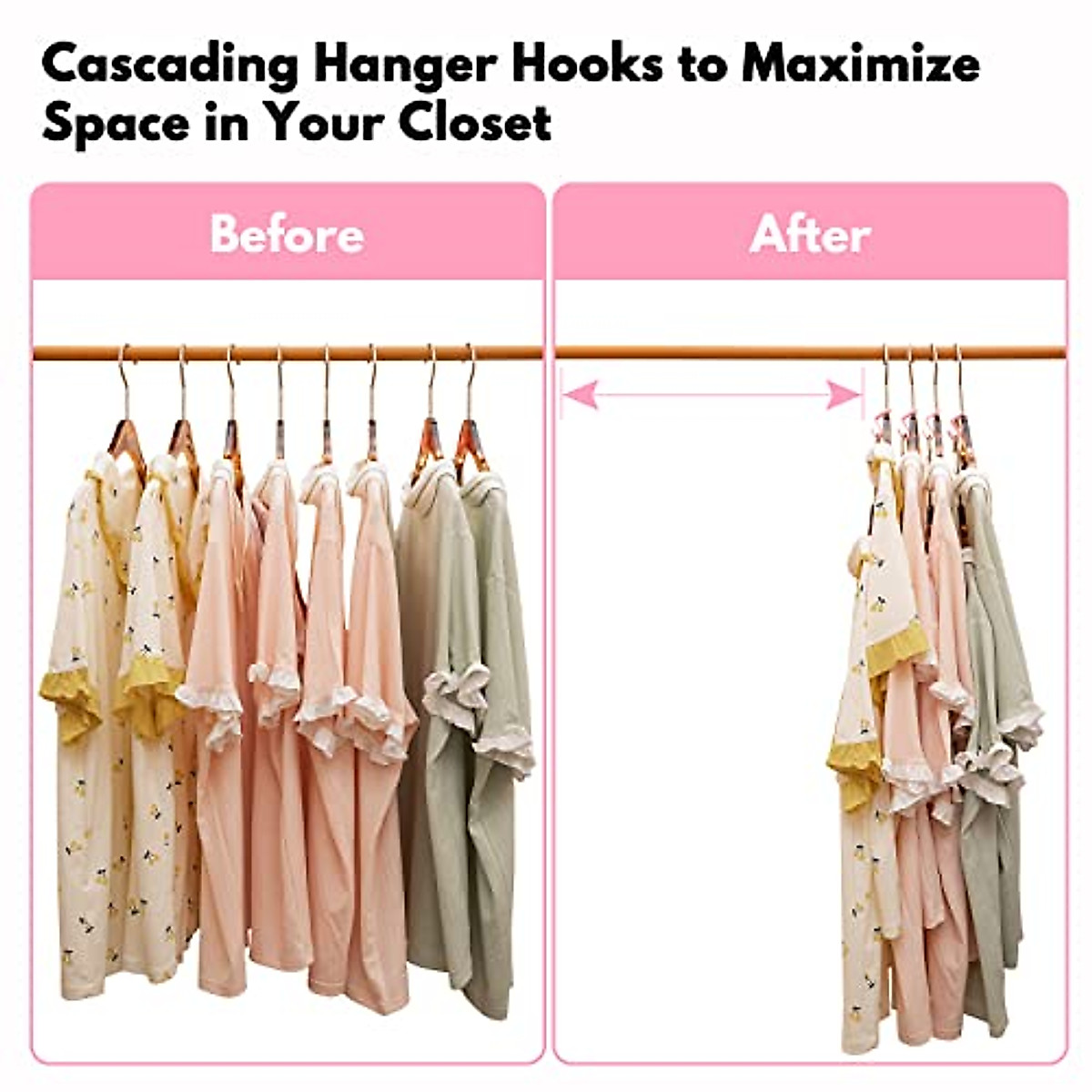 Jumperlay Clothes Hanger Hooks Connector for Outfit Pairing, Hanger Extender Hooks for Space Saving, Cascading Hanger Hooks for Organizing Small Closet, 100 Pack, White