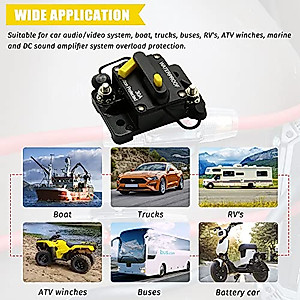 30Amp Circuit Breaker,12V-48V DC Fuse Holder with Reset Button for Car Audio Amps Overload Protection(30A)