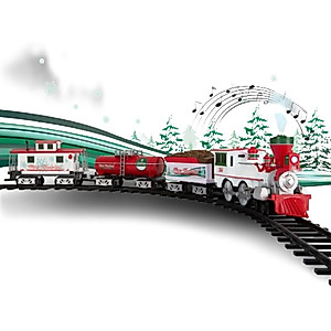 Lionel Battery-Operated Winter Wonderland Express Toy Train Set with Locomotive, Train Cars, Track & Remote with Authentic Train Sounds, Steam & Lights for Kids 4+