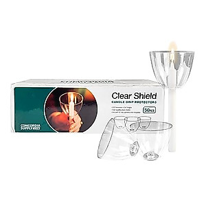 Concordia Supply Clear Shield Candle Drip Protectors - (Pack of 50) Wax Catcher for Candlesticks, Convenient for Church Vigils, Memorial Candles, Congregational Candles, & Christmas Eve Candles