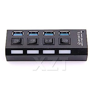 Lysee Data Cables - USB Hub 3.0 USB Splitter Multi USB 3.0 Hub Multiple 4 Port Hab Splitters with Power Adapter Computer Accessories Hub for PC - (Color: Black)