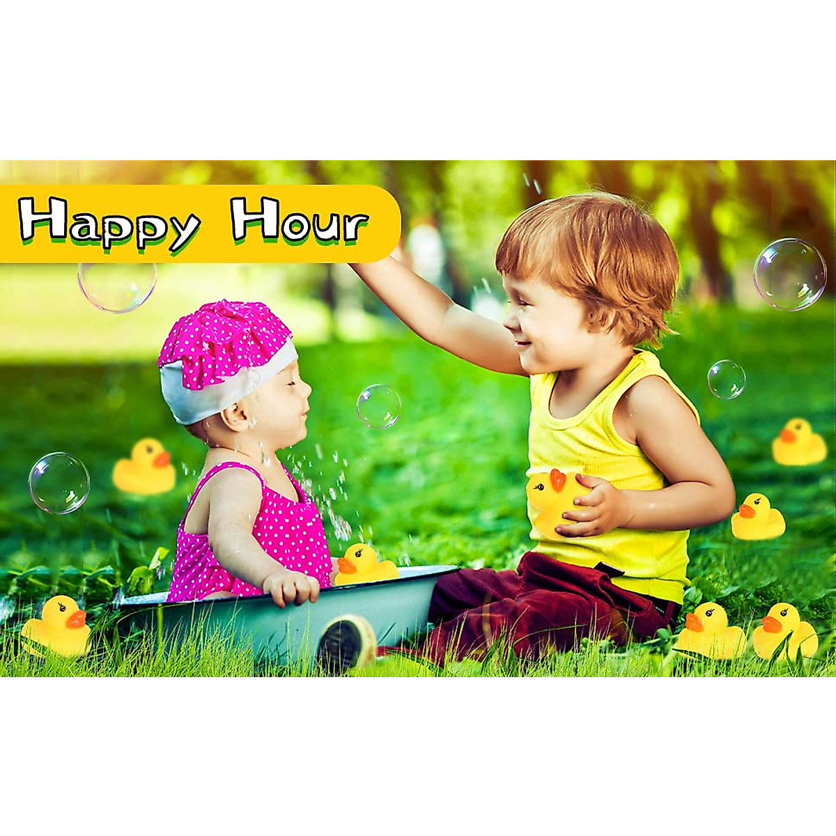 DZTIAN 51-Pieces Float & Squeak Mini Rubber Duck Baby Bath Ducky Sound ShowerToys for Kids Celebrate The Joy of The Children