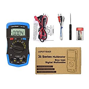 Digital Multimeter AP-36K 4000 Counts multimeter for Voltmeter Ammeter Ohmmeter with Test Leads Data Hold and Backlight LCD for DC/AC Resistance Diodes Transistor Buzzer Continuity