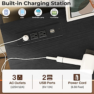 Hasuit 6 Drawer Dresser with LED Lights and Charging Station, Wide Chest of 6 Drawers with Open Space, Modern Large Capacity Storage Cabinet, Black Dresser for Bedroom, Living Room, Hallway