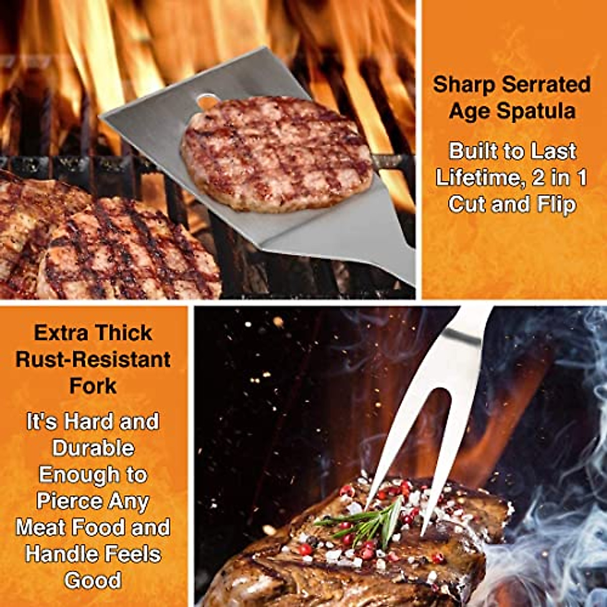 Hobylife 20-Piece Grill Set for Outdoor Grill with Case, Premium Grill Tool Set Stainless Steel, BBQ Tools Grilling Tool Set, Grill Utensils for Outdoor Grill, Christmas Grilling Gifts for Men, Dad