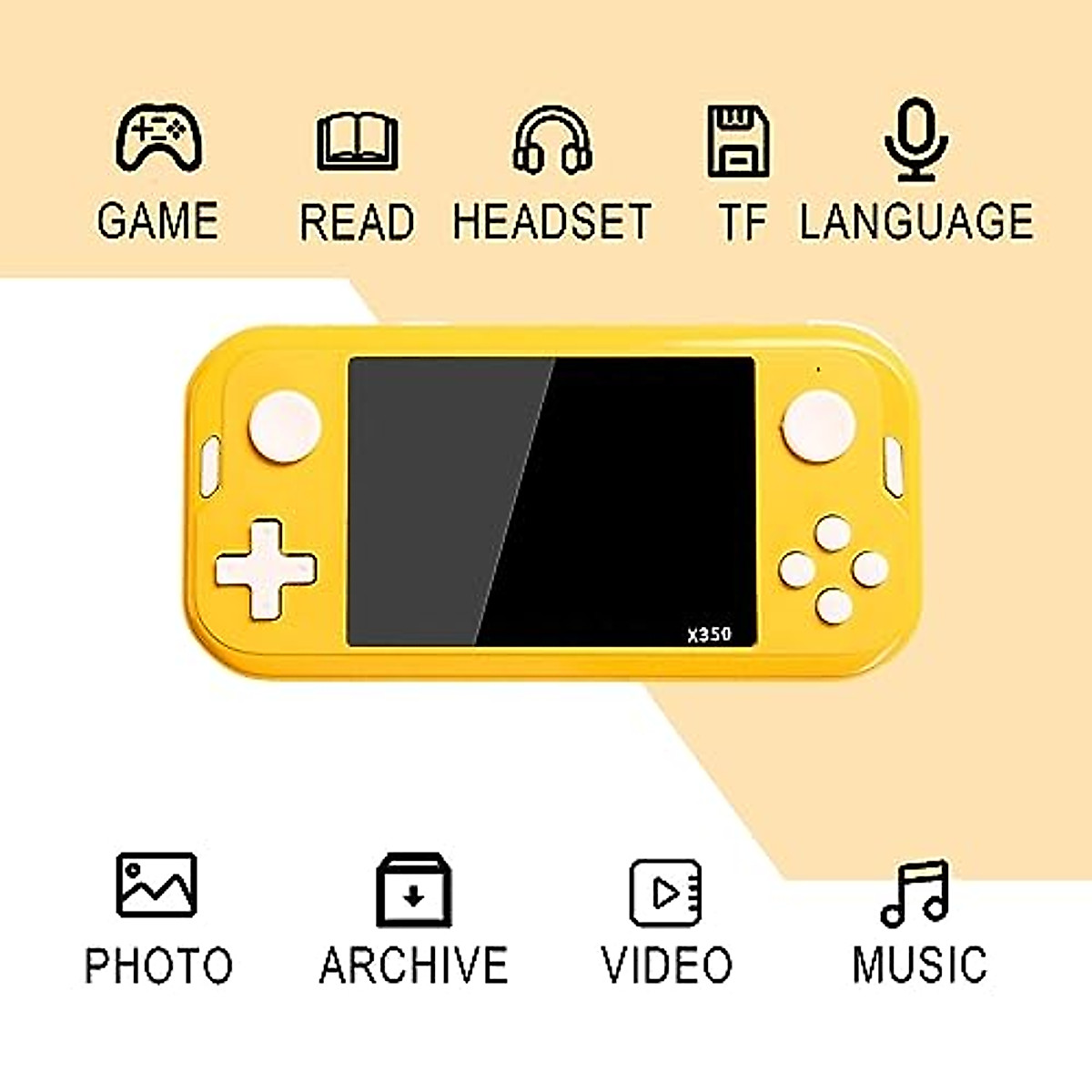 Portable Game Console Retro Handheld Game Console 700+ Classic Game 10 Classic Emulator HD IPS Screen Support Player Function Best Childhood Memories-Yellow