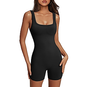 AUTOMET Jumpsuits for Women Casual Sexy Bodysuit Workout Athletic Rompers Sleeveless One Piece Summer Outfits Shorts Gym Trendy Maternity Clothes