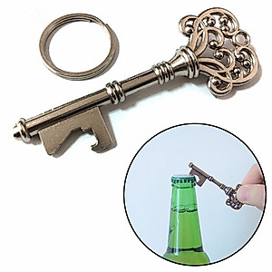 2pcs Key Shape Beer Bottle Opener Vintage Retro Keychain Key Ring Metal Bronze Silver Kitchen Party Bar Tool