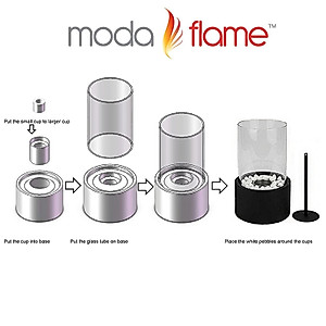 Regal Flame Black Ghost Ventless Indoor Outdoor Fire Pit Tabletop Portable Fire Bowl Pot Bio Ethanol Fireplace in Black - Realistic Clean Burning Like Gel Fireplaces, or Propane Firepits