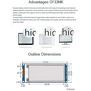 waveshare 2.9inch e-Pape Display Module for Raspberry Pi 4B/3B+/3B/2B/Zero/Zero W/PIZero 2 W/WH/Jetson Nano/forArdui/Nucleo, 296×128 Pixels Red Black White Three Color SPI E-Ink Screen Full Refresh