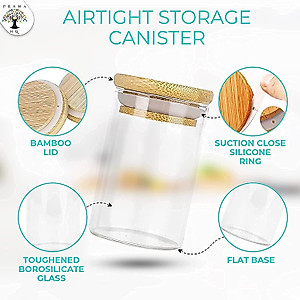Labros Borosilicate Glass Container Glass Jar with Bamboo Airtight Lid, 9 Pieces,Rice and Spice Jars (220 ml) ||"CUSTOMER TRUST IS OUR SUCCESS" ||9 Pieces, Clear