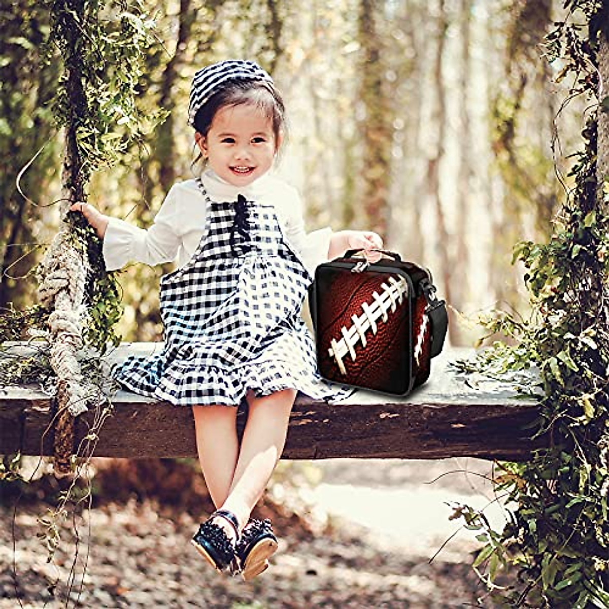 American Football Insulated Lunch Bag for School Office Work,Sport Football Reusable Lunch Tote Bag with Adjustable Shoulder Strap, Leakproof Lunch Box Cooler Bag for Women/Men