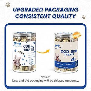PAWUP Dog Treats, Cod Skins Dog Treat with Taurine, One-Ingredient Grain-Free Chew Fish Skin Rolls Rich in Omega3, 8 oz