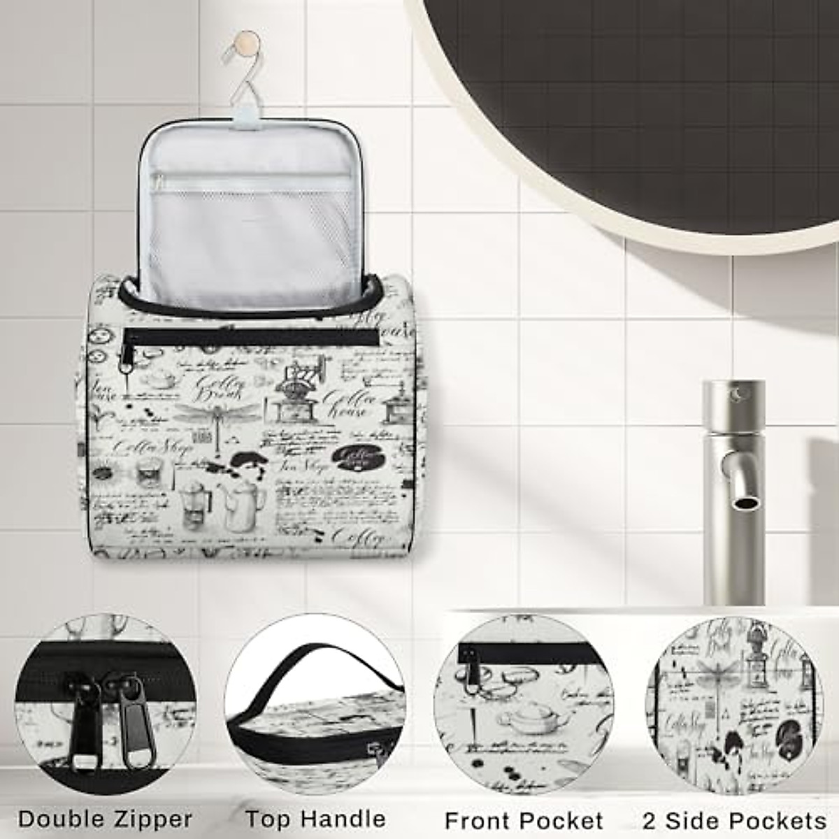 XMNYGJ Vintage Dragonfly Hanging Toiletry Bag for Men Women Travel Cosmetic Makeup Organizer Bag Water Resistant Large Portable Wash Case for Accessories, Toiletries, Cosmetics