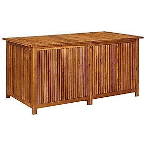 Outdoor Storage Box, Garden Deck Bin with Waterproof Liner, Patio Cushion Storage Cabinet, Garden Organizer for Patio, Lawn 59"x31.5"x29.5" Solid Acacia Wood