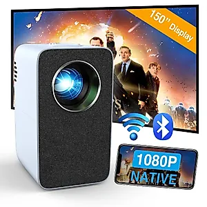 [$125 Big Sale]Native 1080P 7000LM Outdoor Movie Projector, Wireless Home Theater Projector with WiFi and Bluetooth, Indoor LED Video Projector Airplay Mirroring/HDMI/USB for Smart Phone DVD TV Stick