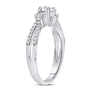 Dazzlingrock Collection 10kt White Gold Womens Round Diamond 3-stone Bridal Wedding Engagement Ring 1/3 ctw