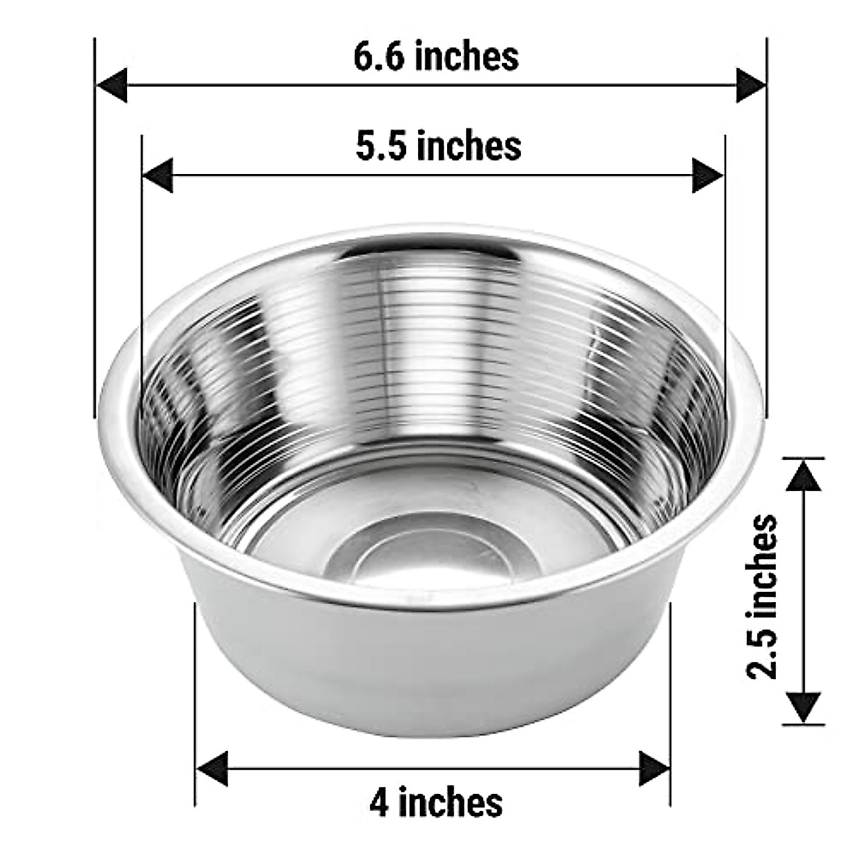 HB Pet Feeders Stainless Steel Dog and Cat Bowls Feeder Medium Deluxe 6.5" inch Replacement Food and Water Bowl (3.5 Cup, Double Pack)