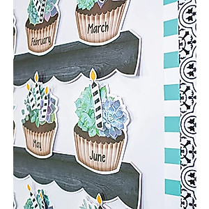 Schoolgirl Style Birthday Bulletin Board Set, Simply Stylish Classroom Decorations, 79 Pieces