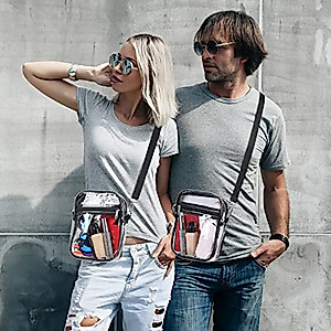 4 Pieces Clear Bag Stadium Approved Crossbody Bags Transparent Cross Body Bag Travel Clear Shoulder Bag Waterproof Stadium Bag PVC Crossbody Purse Bag for Women Men Business Concerts Festivals Supply