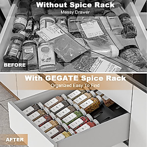 zunmial 24 Pcs Spice Jars with label and organizer,Spice Drawer Organizer with Spice Jars,Spice Rack Organizer for Drawer,Spice Drawer Organizer with Jars and Labels,Seasoning Organizer