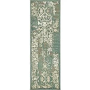 Unique Loom Tuareg Collection Vintage Distressed Traditional Area Rug, 2 ft x 6 ft, Green/Beige