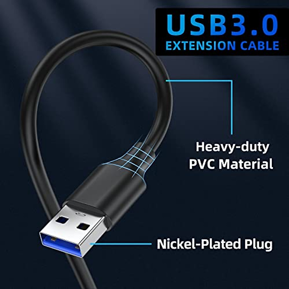 URELEGAN USB 3.0 Extension Cable 6FT, USB A Male to Female Extender Cord High Data Transfer Compatible for Webcam,Gamepad, USB Keyboard, Flash Drive, Hard Drive, Printer and More