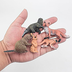 8PCS Deer Toys Forest Animals Figures Toys Woodland Animal Figurines Set Anteater Figurine Beaver Figure Squirrel Monkey Rabbit Fox Deer Model Christmas Party Deco Cake Topper