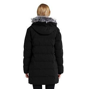 wantdo Women's Fur Hooded Winter Coat Warm Thicken Puffer Coat Black XL