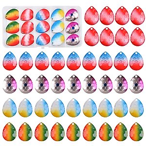 Fishing Spinner Blades Kit 50PCS Spinner Blades for Lure Making Inline Spinnerbait Making Kit Hammered Colorado Blades DIY Kit for Walleye Rig Salmon Trout Making Your Own Lures