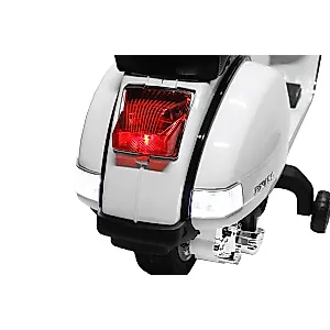 Best Ride On Cars Vespa Scooter, 12V Battery Powered Ride On Car - Electric Scooter for Kids with Leather Seat, Real Lights & Sounds, USB/AUX/SD Slot, Ages 2-5 Years Old, White, Large