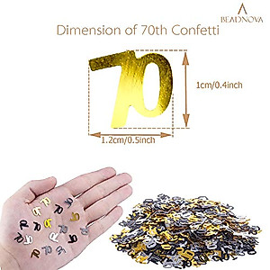 BEADNOVA 70th Birthday Confetti Seventy Years Old Confetti 70 Anniversary Number Confetti for Birthday Party Decor Wedding Table Decoration (1oz, Gold Silver Black Mix)