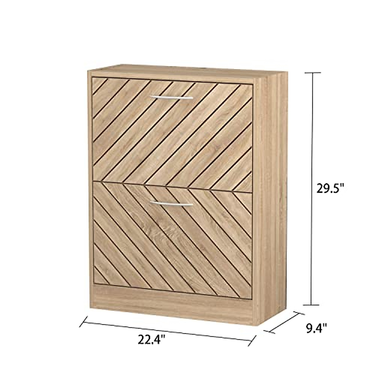 FUFU&GAGA Shoe Cabinet with 2 Flip Drawers for Entryway, Modern Shoe Storage Cabinet, Freestanding Shoe Rack Storage Organizer (22.4”W x 9.4”D x 29.5”H) (Light Brown)