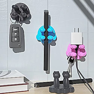 xhuoqdk 6PCS Silicone Toothbrush Hook Silicone Hook Bear Hook Razor Towel Plug Wire Key for Bathroom Living Room Kitchen Office Locker Dormitory Door (Black)