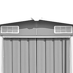 INLIFE Garden Shed,Galvanized Steel Metal Storage Shed with Sliding Doors and Vents Outdoor Tool Storage Shed for Garden,Patio,Backyard Garden Storage Shed Gray 101.2"x389.8"x71.3"
