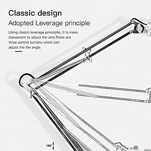 Gynnx Magnifying Lamp with Clamp,Dimmable 10X Magnifier, LED 4200 Lumens,5 Inches Magnifier Glass, Adjustable Stainless Steel Lamp Arm for Reading,Craft,Knitting,Desktop Office Workbench MY2（White）