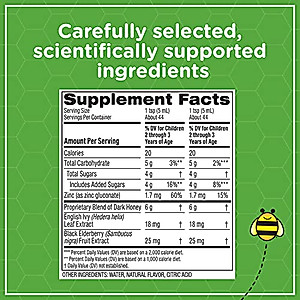 Zarbee's Kids Cough + Mucus Daytime for Children 2-6 with Dark Honey, Ivy Leaf, Zinc & Elderberry, 1 Pediatrician Recommended, Drug & Alcohol-Free, Mixed Berry Flavor, 8FL Oz