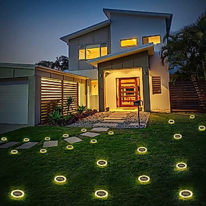 RobinEllis Garden Lights,Solar Ground Lights Outdoor(4 Packs Warm White), New Structural Design Outdoor Solar Lights with 12 LEDs