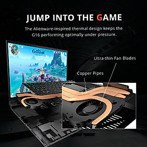 Dell G16 Gaming Laptop, 16'' QHD 165Hz Display, Intel Core i7-12700H, NVIDIA GeForce RTX 3060 6GB GDDR6, 16GB DDR5 RAM, 512GB PCIe SSD, 1 Zone Backlit Keyboard, Win 11 Pro, Black