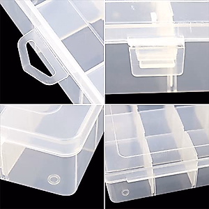 Tellyouwin 6 Pack Organizer Box with Parkical Adjustable Dividers, 12 Grids Plastic Storage Container for Jewelry, Craft DIY, Bead Organizer, Sewing, Dip Powder, Hair Accessories
