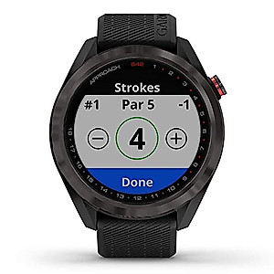 Garmin Approach S42 (Gunmetal/Black) Golf GPS Watch | Golfer's Bundle with Portable Charger & HD Tempered Glass Screen Protectors (x2) | 42,000+ Courses, Green View True Shape, & F/M/B Yardage