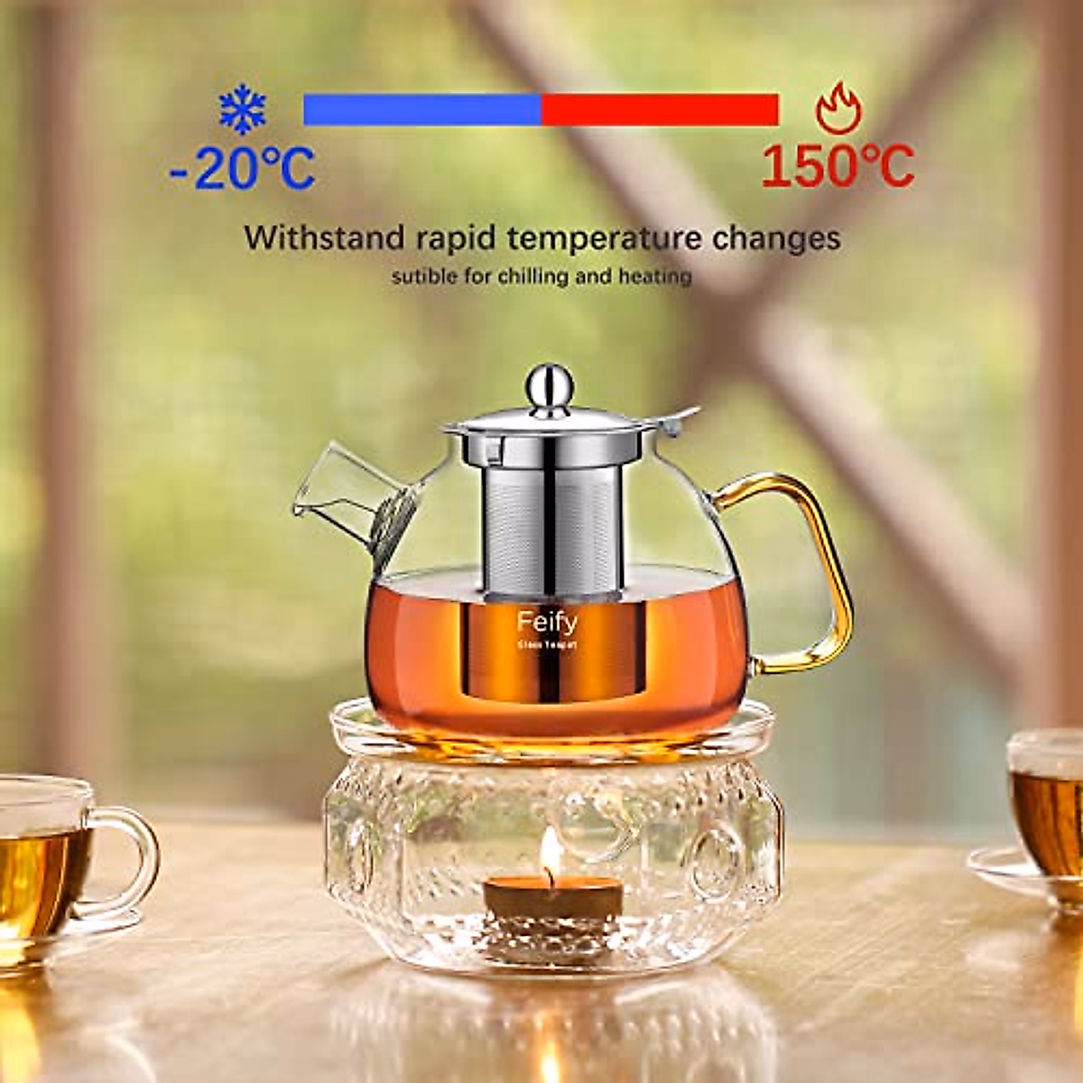 Glass Teapots for Stove Top (40oz/1200ml) Thicken Tea Pots for Loose Tea with Basket Infusers, Glass Tea Kettle Ideal Tea Sets for Women Tea Maker Gift